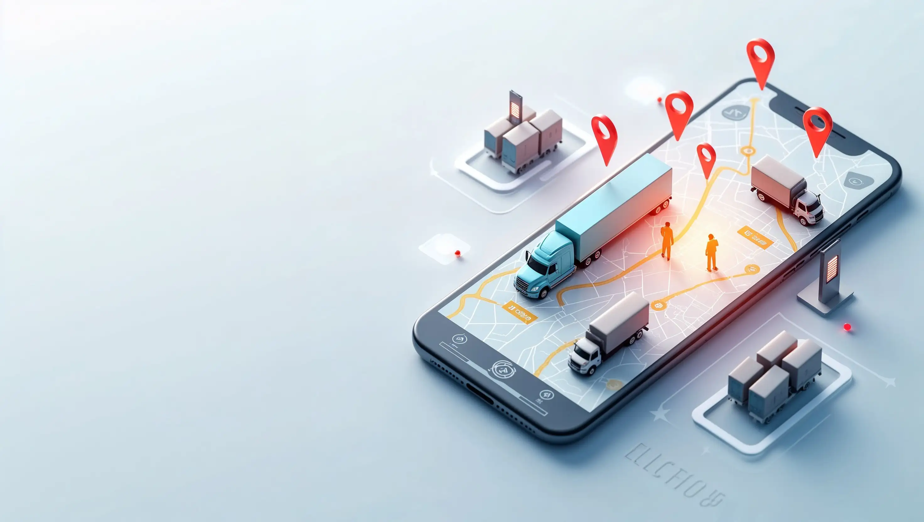 3D mobile interface with trucks and GPS - All Free PSD
